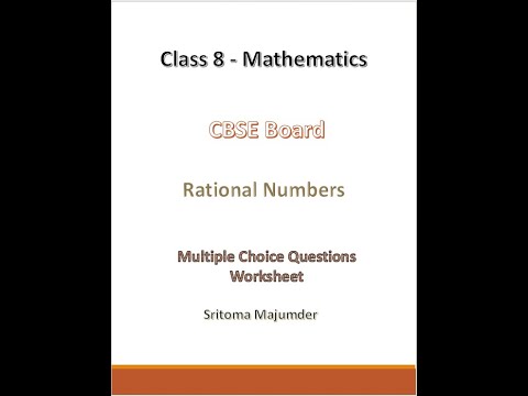 CBSE - Grade 8 - Mathematics - Rational Numbers - Multiple Choice Questions - Worksheet