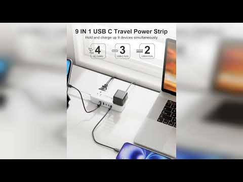 Review: 5 USB(3 USB C) Travel Power Strip- 5Ft Short Extension Cord with 5 USB Charging Statio...