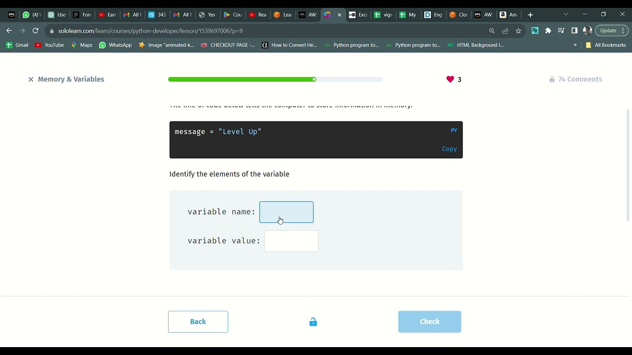 3 Memory & Variables | Python Developer | Sololearn