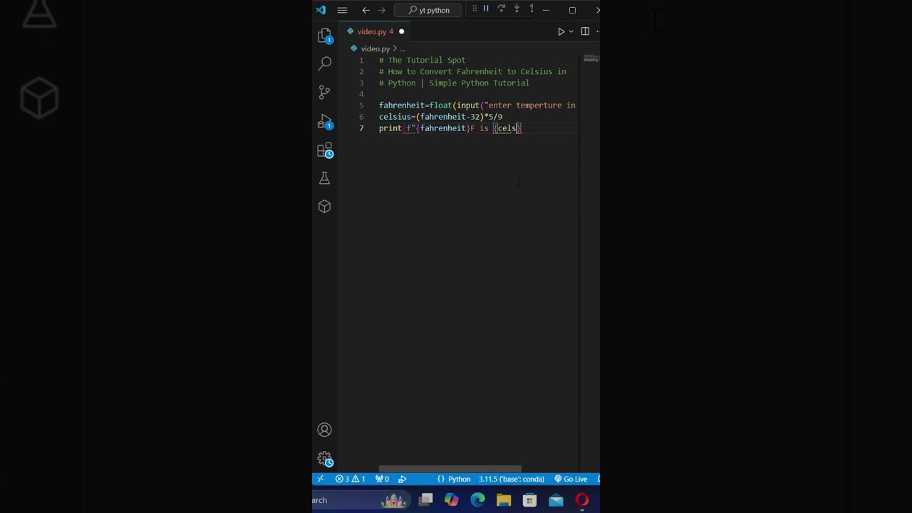 How to Convert Fahrenheit to Celsius in Python | Simple Python Tutorial #coding