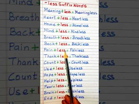 Suffixes. Suffix Words. -less suffix words. #shorts #suffix #suffixes