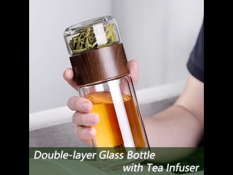 Double-layer Glass Bottle with Tea Infuser