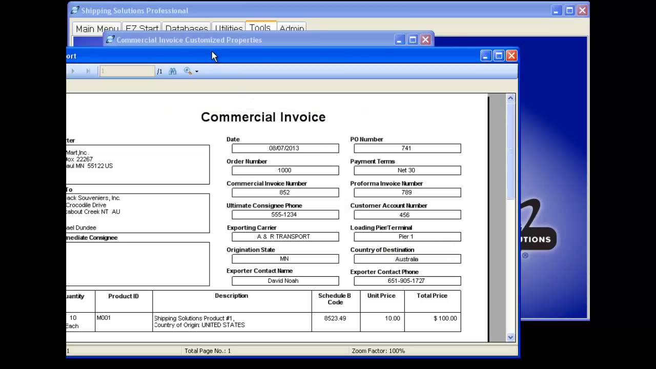 Shipping Solutions® Export Software — Customizing Your Documents