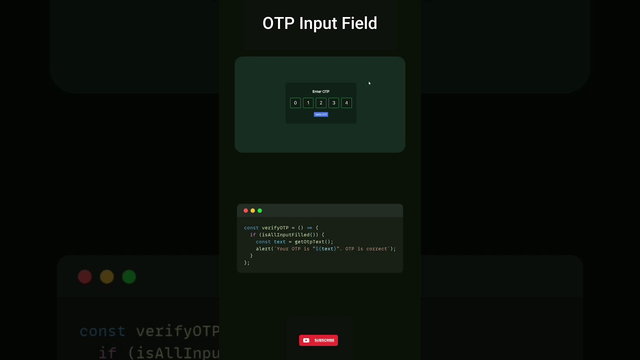 OTP input field using Html CSS and JavaScript #code #css #coding #webdevelopment #javascript