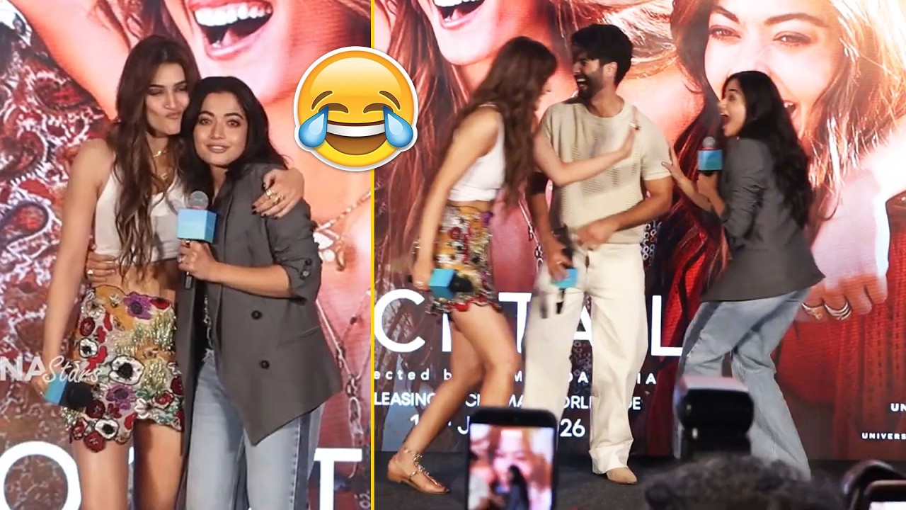 Rashmika Mandanna Tongue Slip, Kriti Sanon Reaction 😂 | Cocktail 2 First Look Launch
