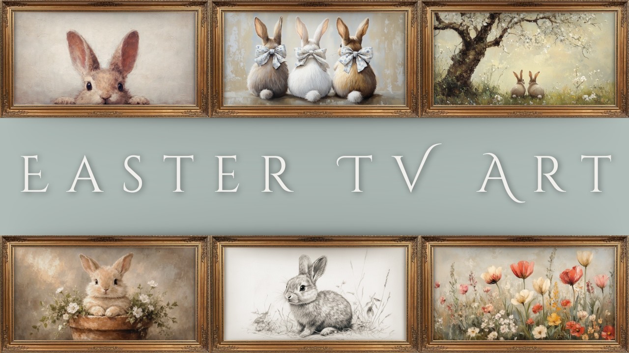 Easter 4K Frame TV Art Screensaver | Spring Bunny Rabbit | Vintage Gold Framed TV Art Slideshow