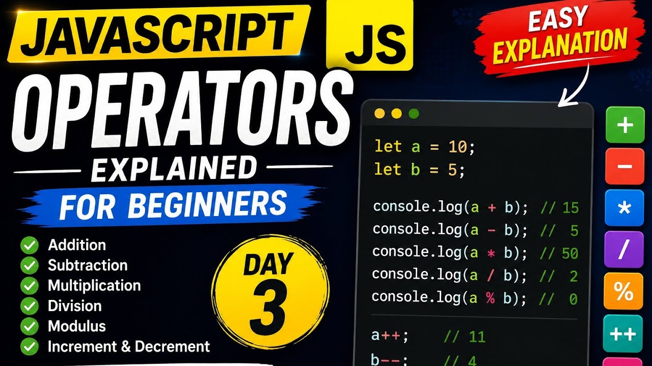 JavaScript Operators Tutorial for Beginners | Learn JS Operators Easy Way