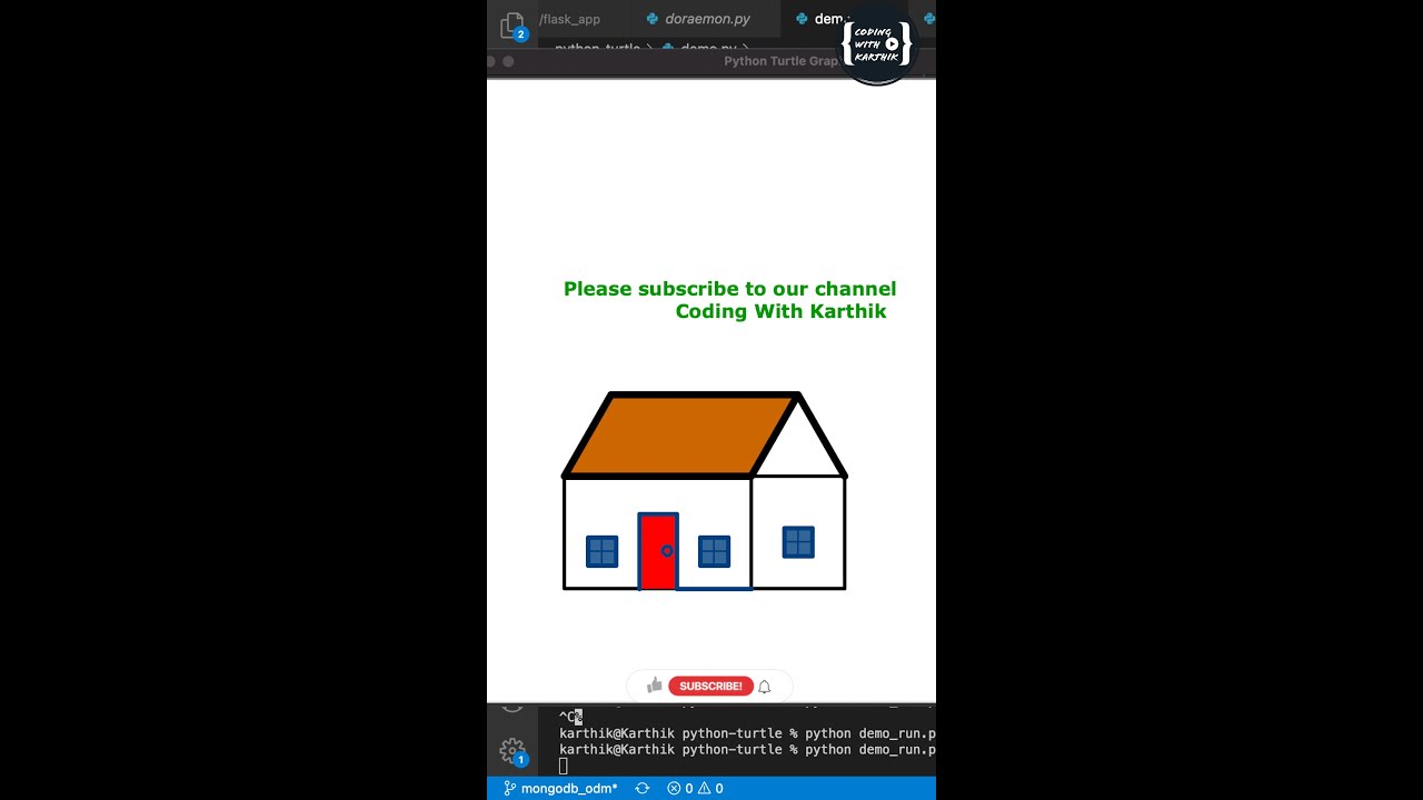 🤩 Very easy to Draw House using Python Turtle Graphics | Python Turtle Graphics 6 #CodingWithKarthik