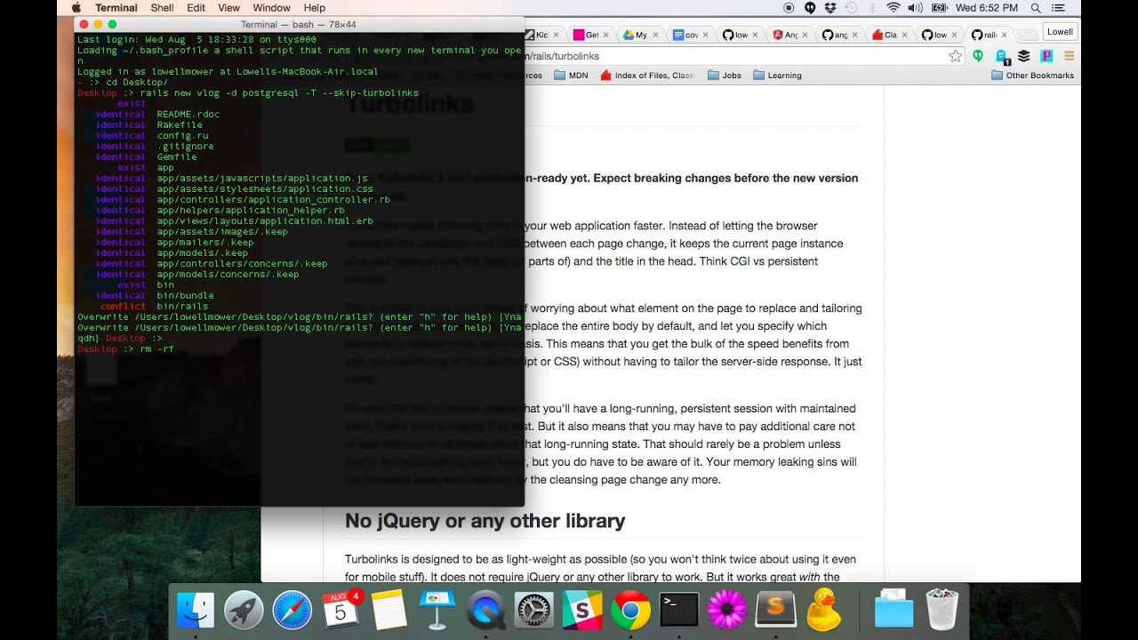 New Rails application and pushing to GitHub