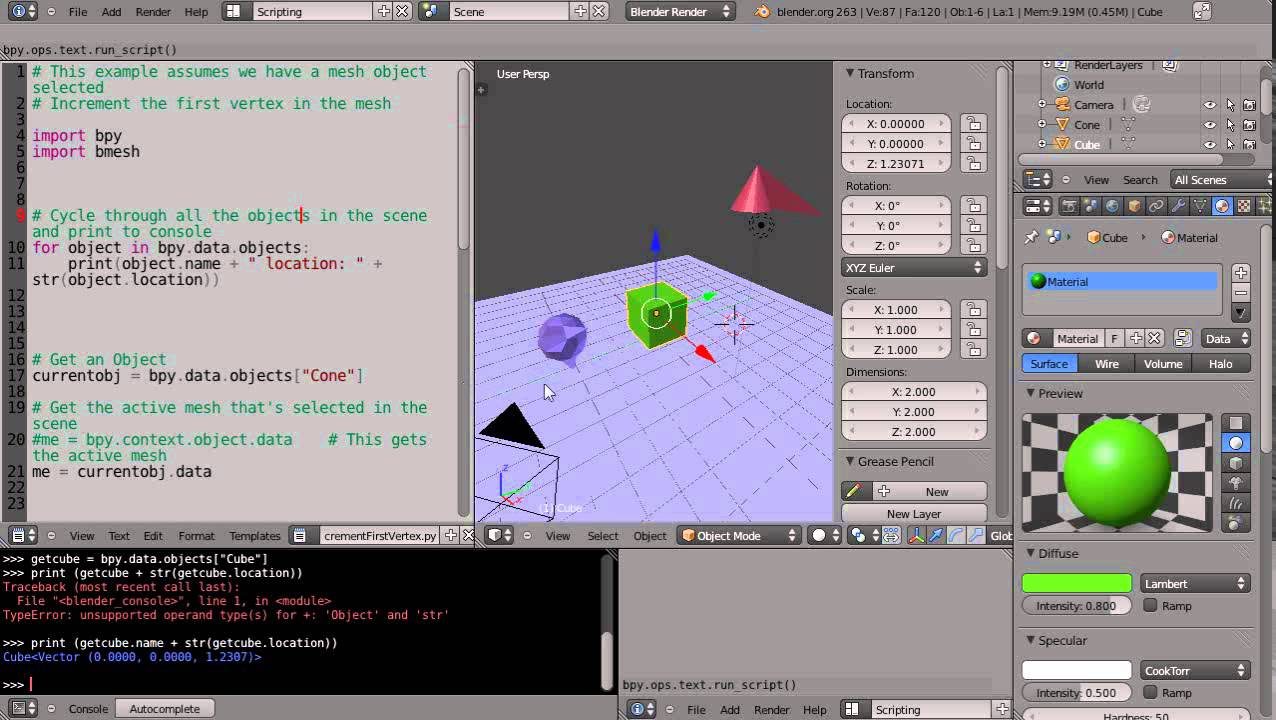 Blender Python Tutorial - Basic Python Programming - Part 11