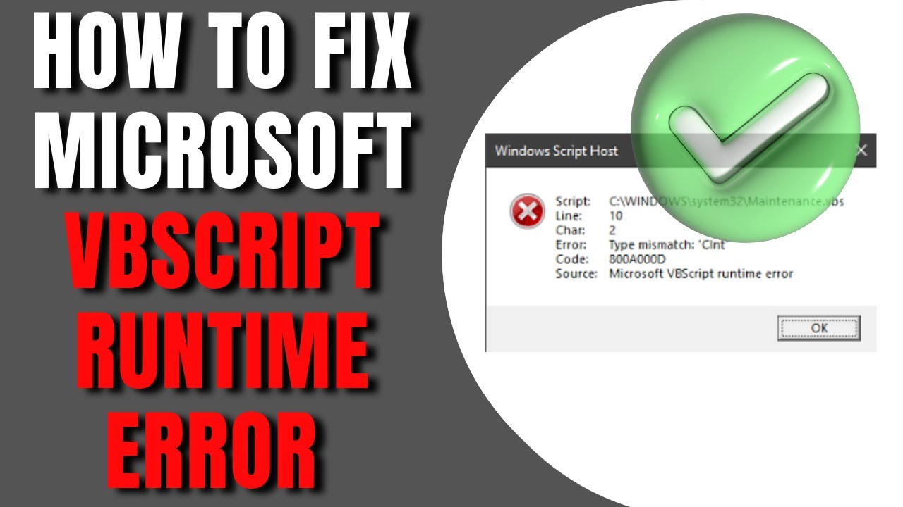 How To Fix Microsoft Vbscript Runtime Error