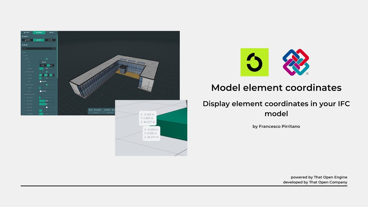 Displaying Element Coordinates in your IFC model with That Open Engine! 🚀