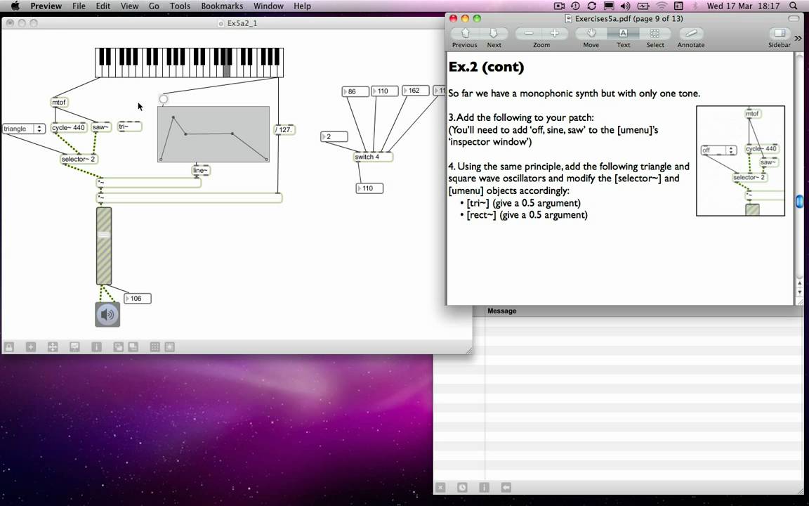 Max MSP Tutorial 05a6 Simple Synthesis—Alternative Oscillators & [selector~] [2]