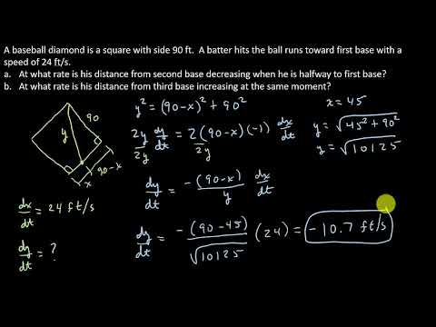Calculus Related Rates - The Baseball Diamond Problem