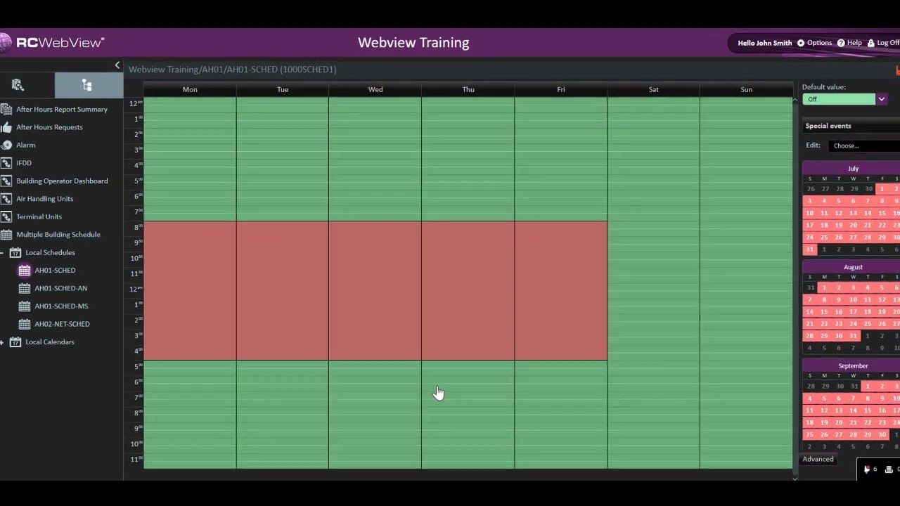 RC-Webview 3: Schedule Special Events