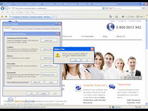 Delete all temporary files including internet cached files and cookies at least each month