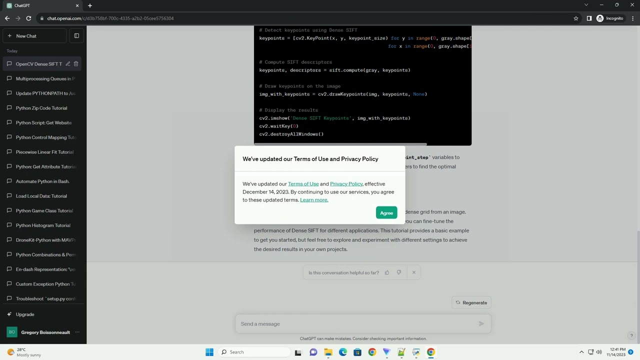 OpenCV Python Dense SIFT Settings