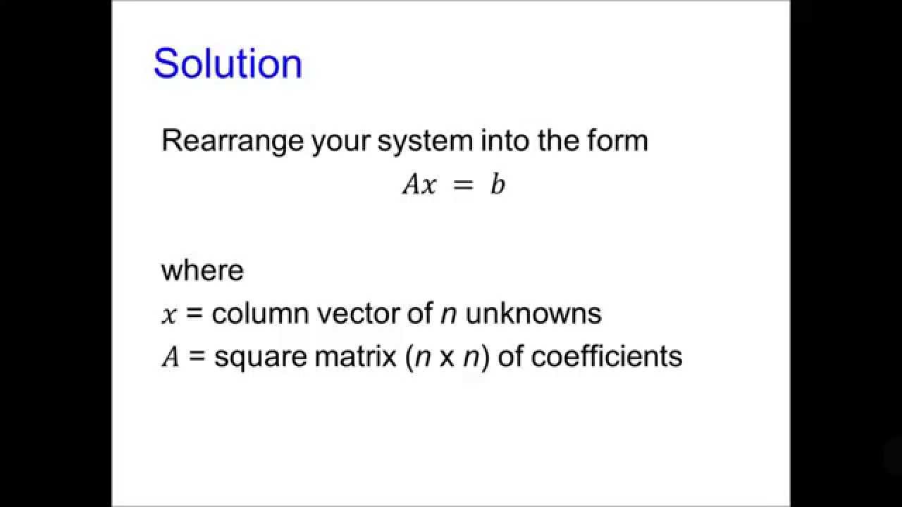 Simultaneous Linear Equations in Matlab