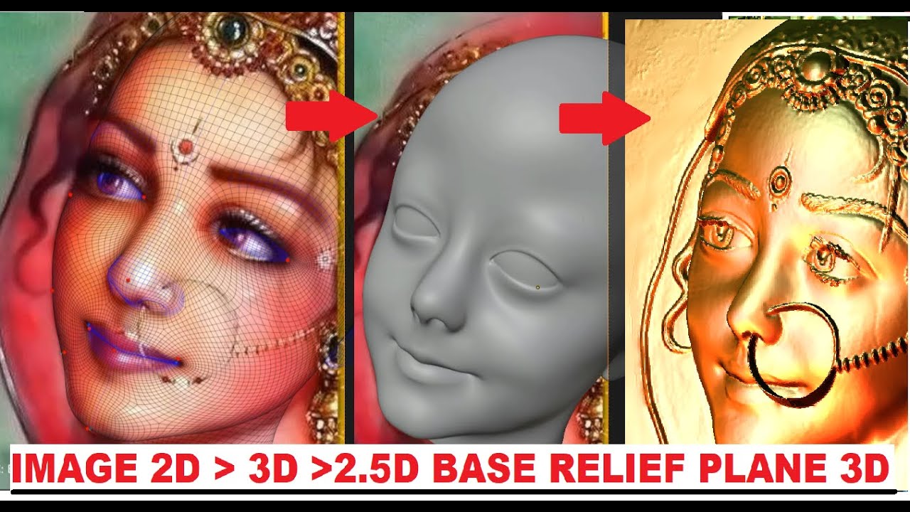 How to make Radha-Krishna #3D #Bas#Relief using image #Blender #Face Builder for #ARTCAM #Aspire#CNC