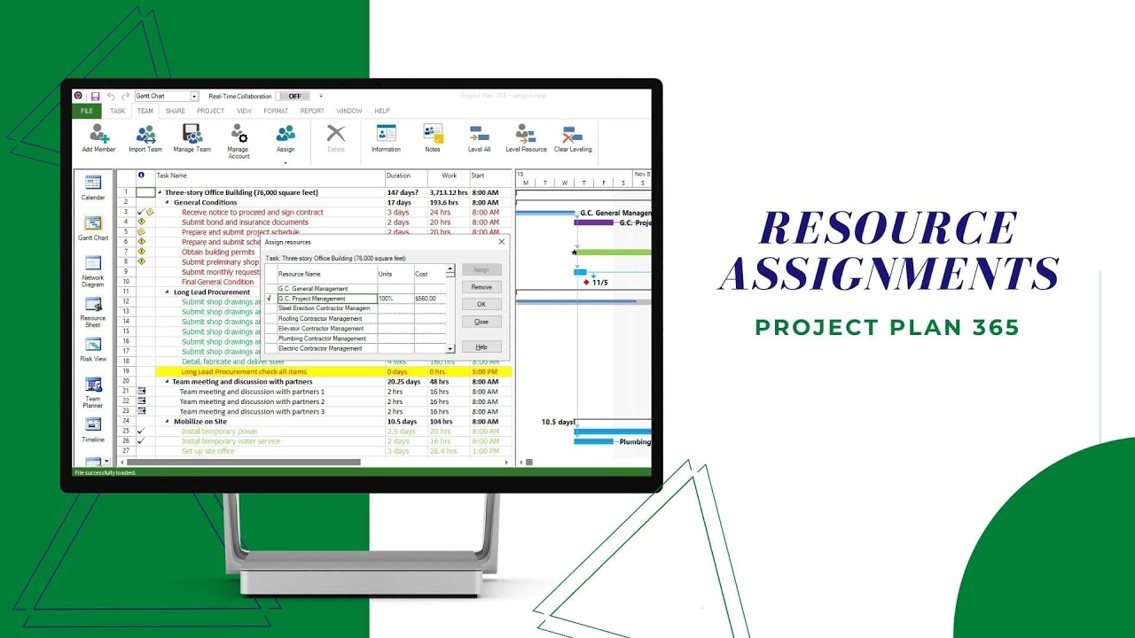 Resource Assignments in Project Plan 365