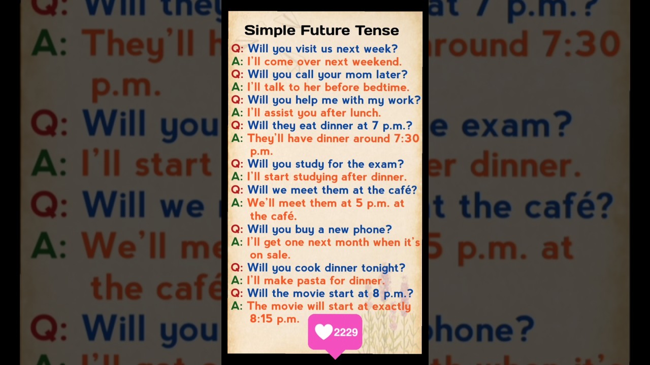 Simple Future Tense #learnenglish