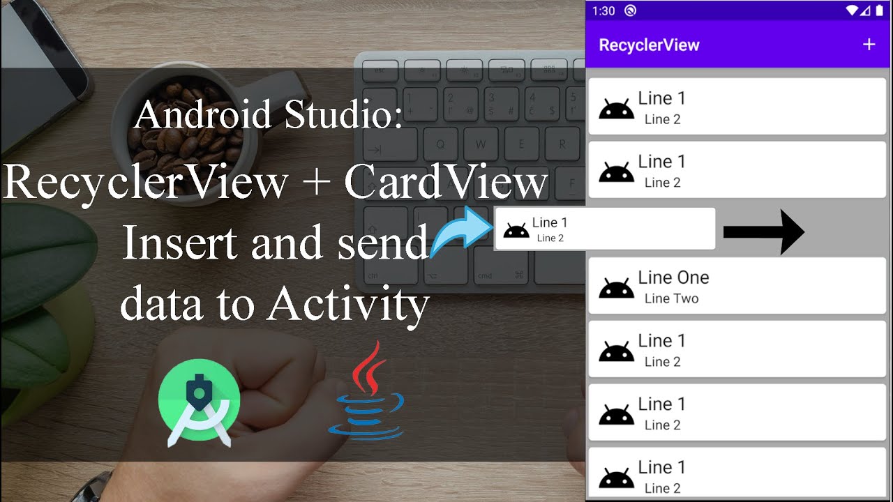 RecyclerView + CardView - Part 4 - Insert and send data to Activity - Android Studio Tutorial