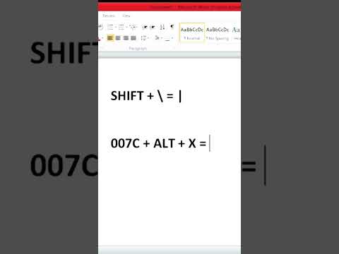 Vertical Line or Pipe Symbol on keyword - Symbol in word #vertical #pipesymbol #msword #symbols