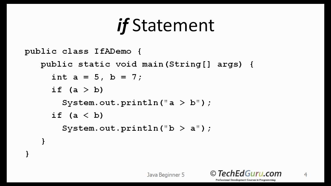 Java Beginner 5 - Making Decisions, if, select case