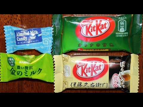 Almond Milk Candy, Sugar Matcha Saryou Candy and Kit Kat: Green Tea & Roasted Green Tea Review