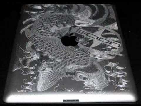 Hand Engraved iPad (Koi Fish Design) #2 of 12, by artist: Shawn Lisjack (Exotic Engravings)