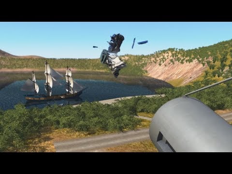Attacking Pirate Ships with Cars 4 | BeamNG.drive