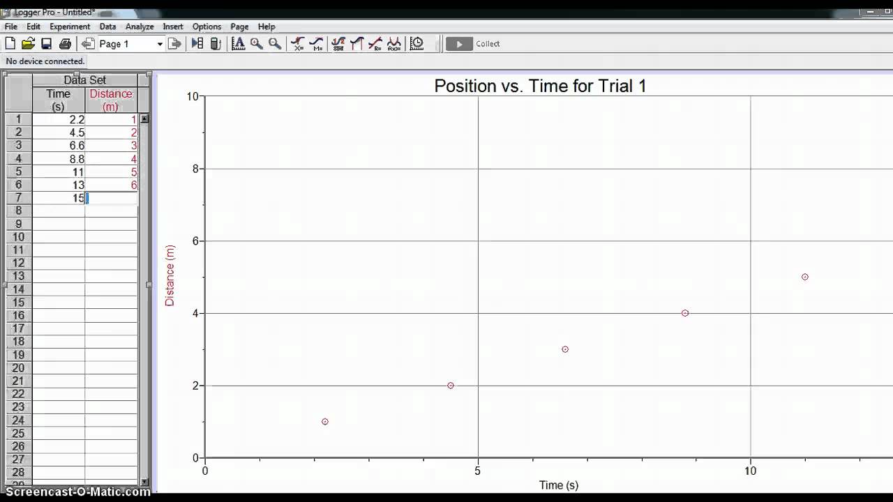 Constant Velocity Graph using Logger Pro