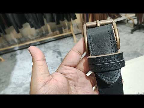 Soft black leather belt in 1.5 and 2 inches width for men . Review of leather products