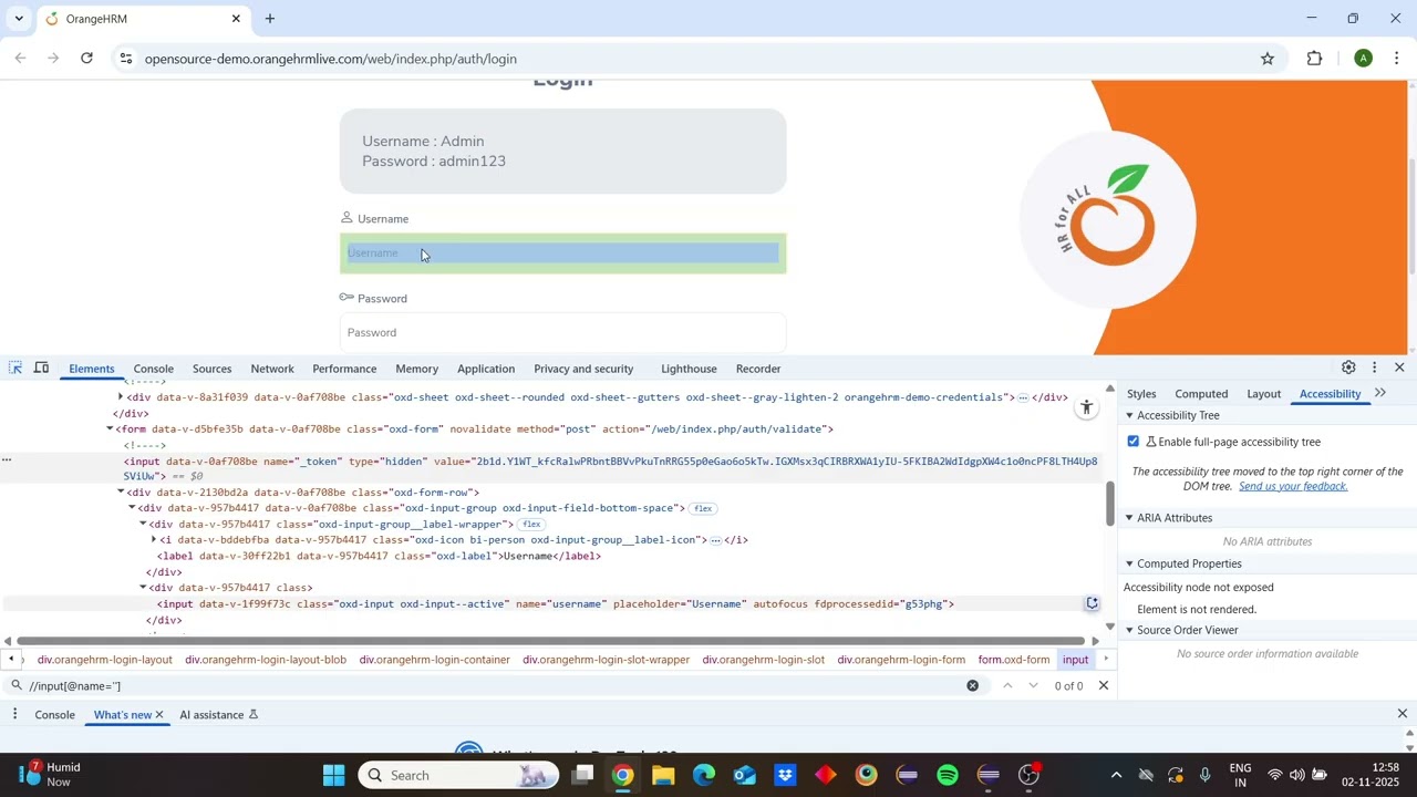 How To Automate Login Page Of OrangeHRM By Using Selenium WebDriver In English | Automation Testing