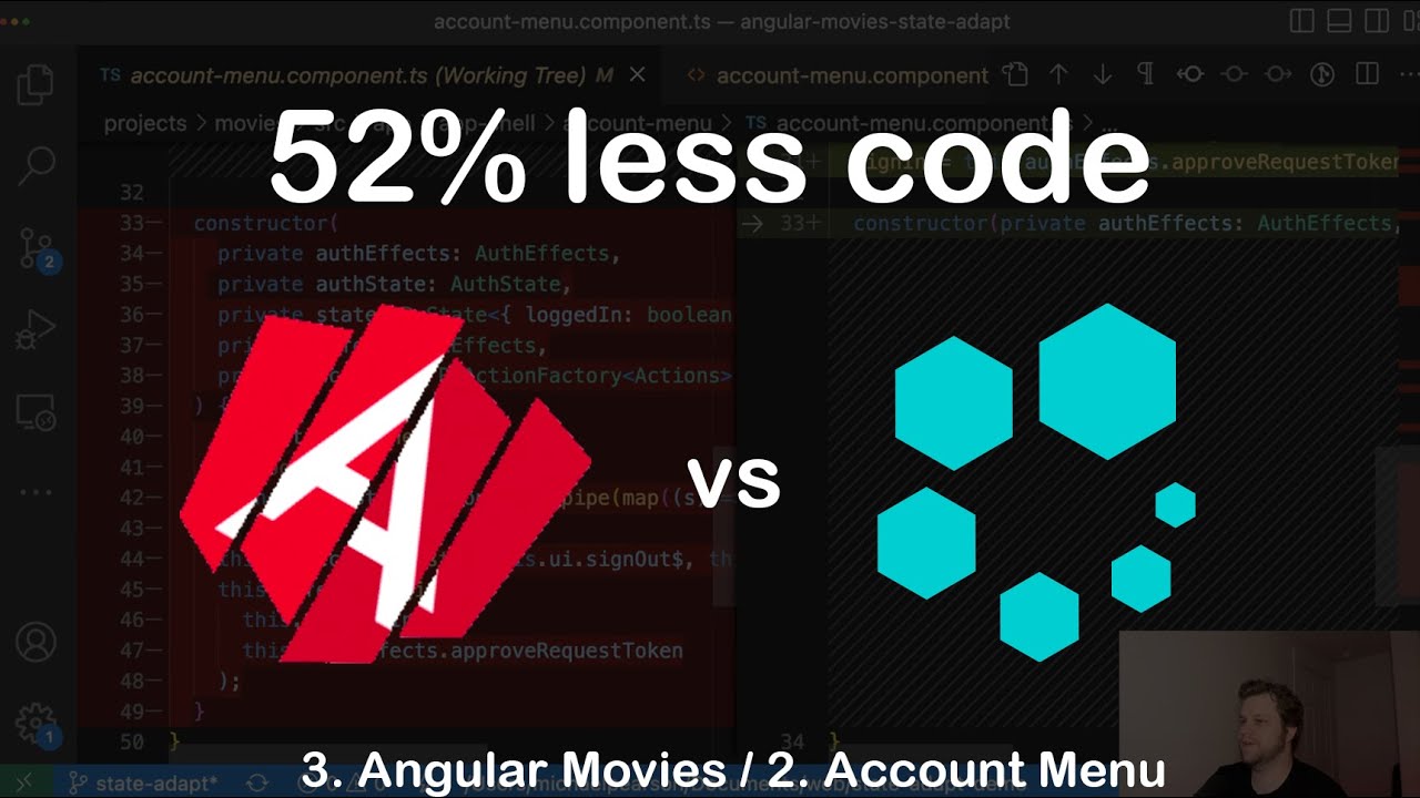 RxAngular vs StateAdapt 3. Angular Movies 2. Account Menu