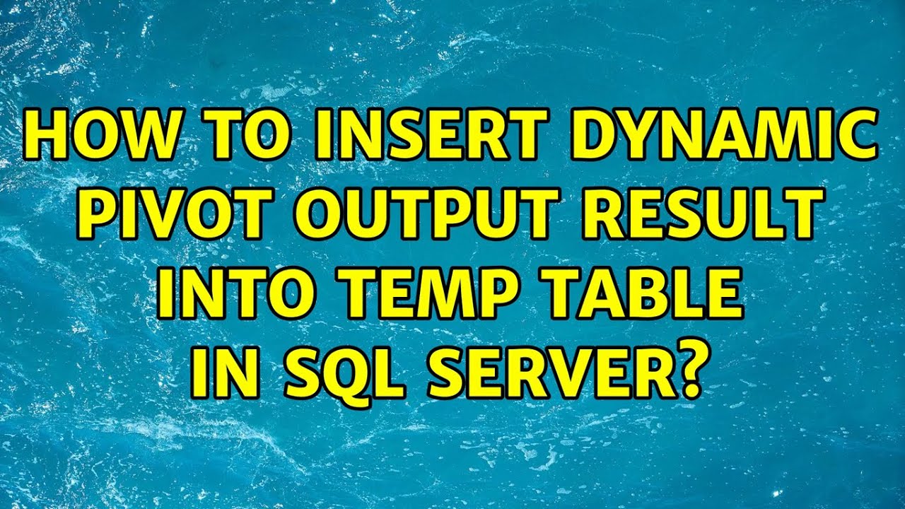 How to insert dynamic pivot output result into temp table in SQL server?