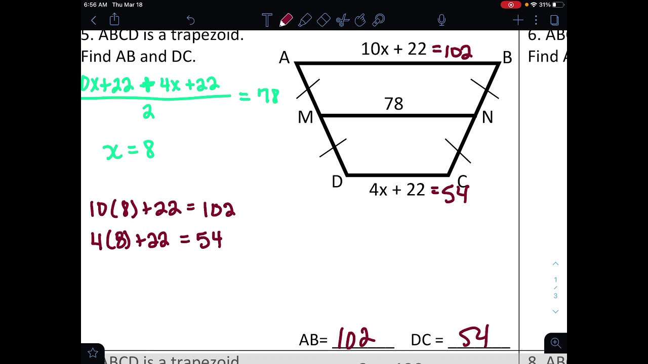 Trapezoids Practice (Odd #s)