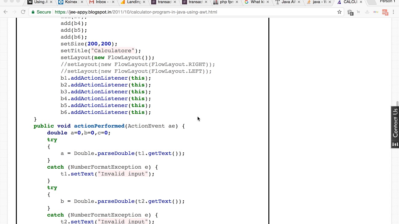 Calculator Program in JAVA using AWT with GUI | Java GUI Tutorial | Graphical User Interface In Java