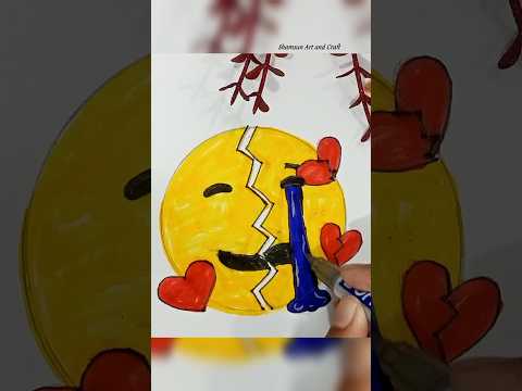 Broken Heart Emoji Drawing | Easy Emoji Art Tutorial