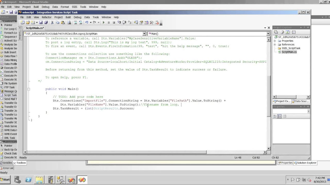 SSIS Import Files Using For Each Loop container with Dynamic connection