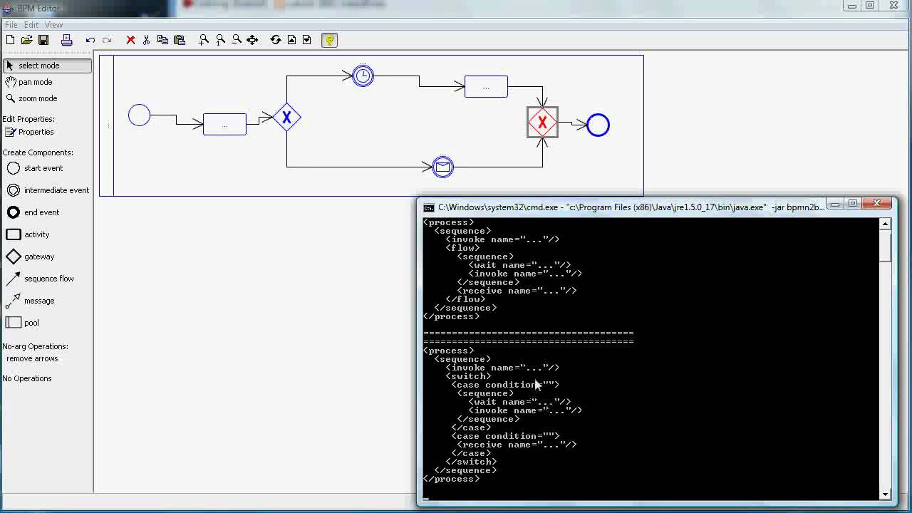 Generating BPEL code from BPMN