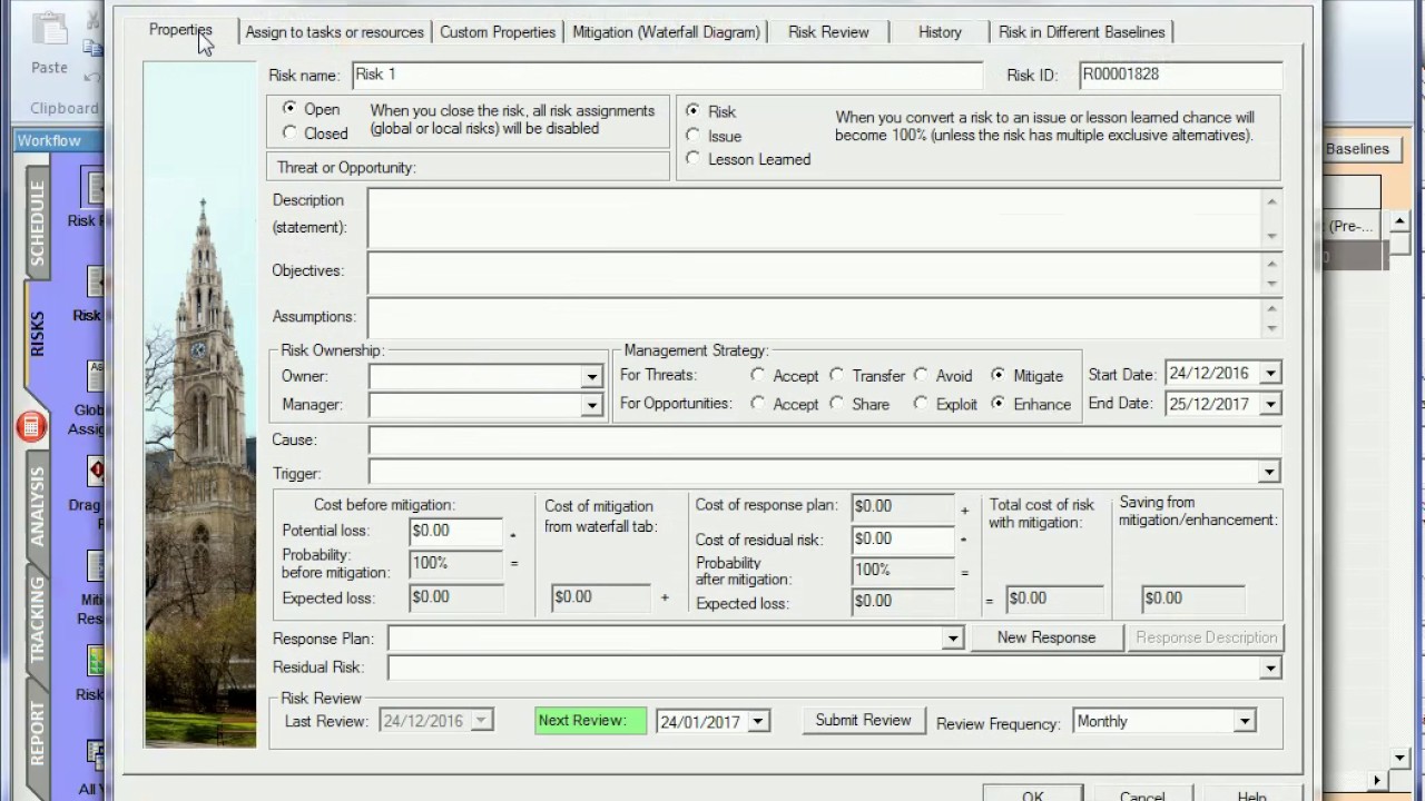 RiskyProject Software Tutorial: The Risk Register