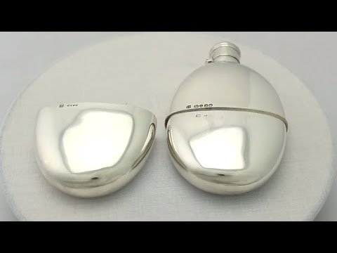 Sterling Silver Hip Flask - Antique Victorian - AC Silver (A6321)