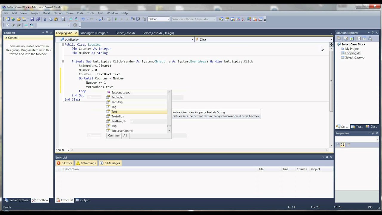 Do Loops in Visual Basic 2010 (Do While)