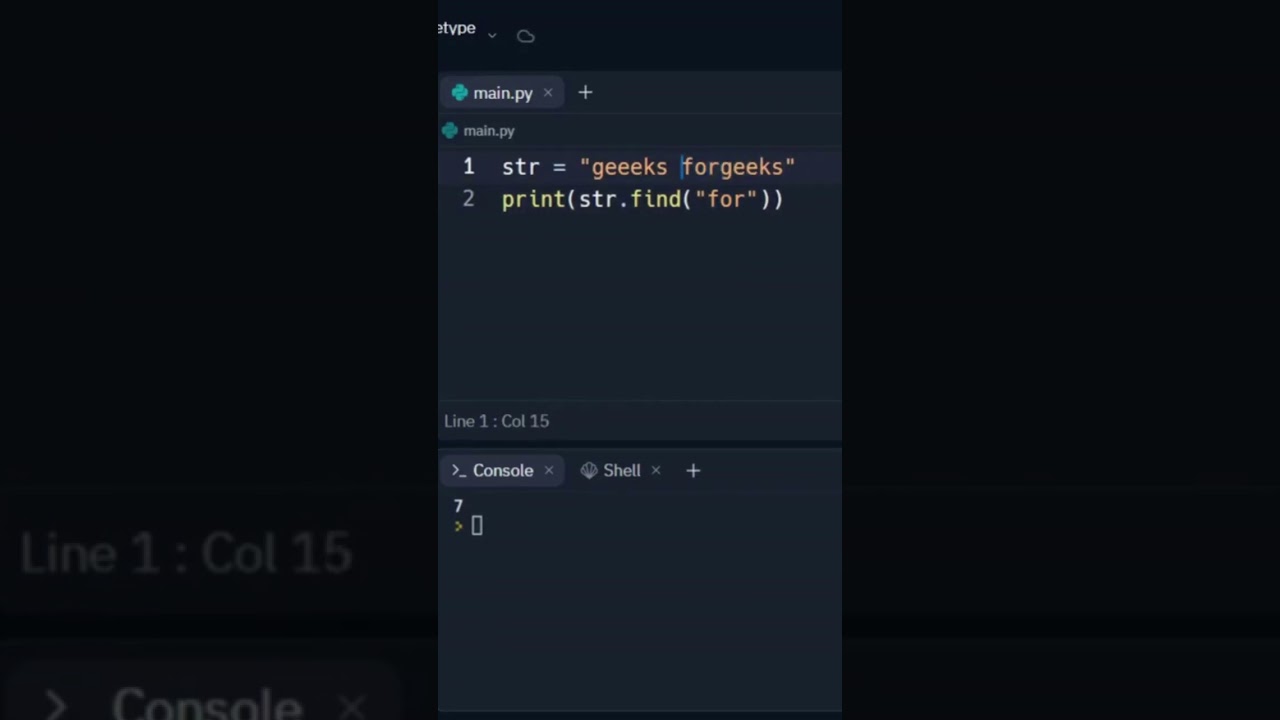 rfind() function in python #shorts