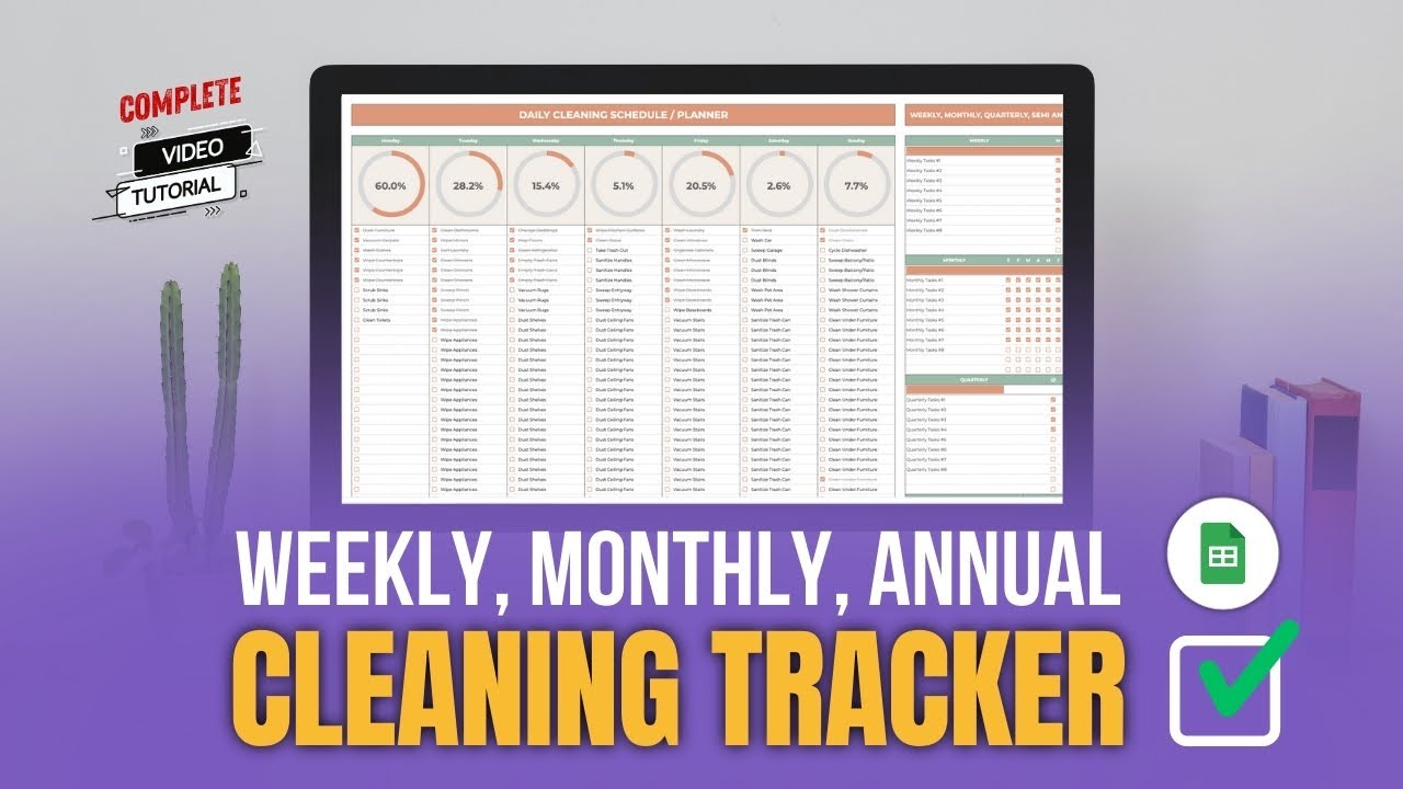 Creating an Annual Cleaning Planner from Scratch | Google Sheets Template | Step-by-Step Tutorial