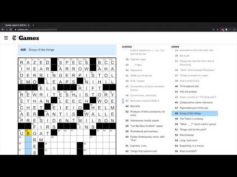 NYT Crossword Tuesday 8/11/2020 - 3 Across the Couch