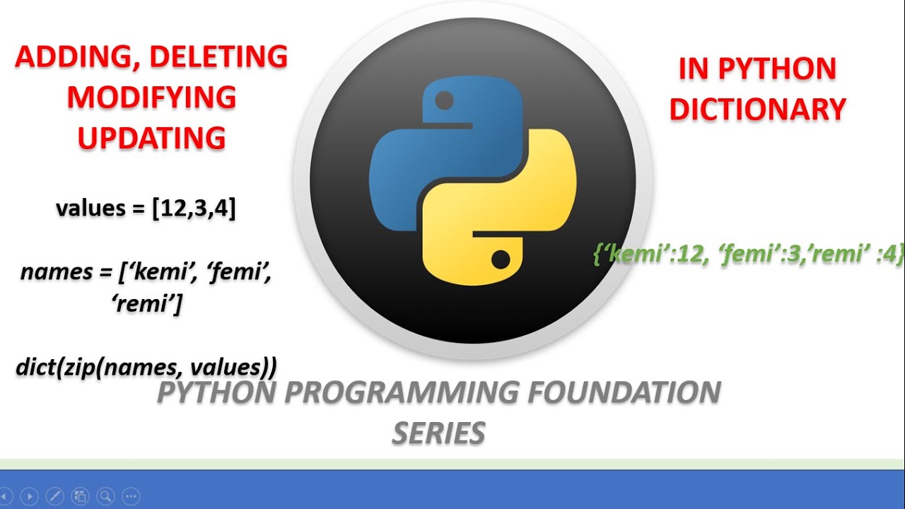 ADDING, MODIFYING, UPDATING AND DELETING IN PYTHON DICTIONARY