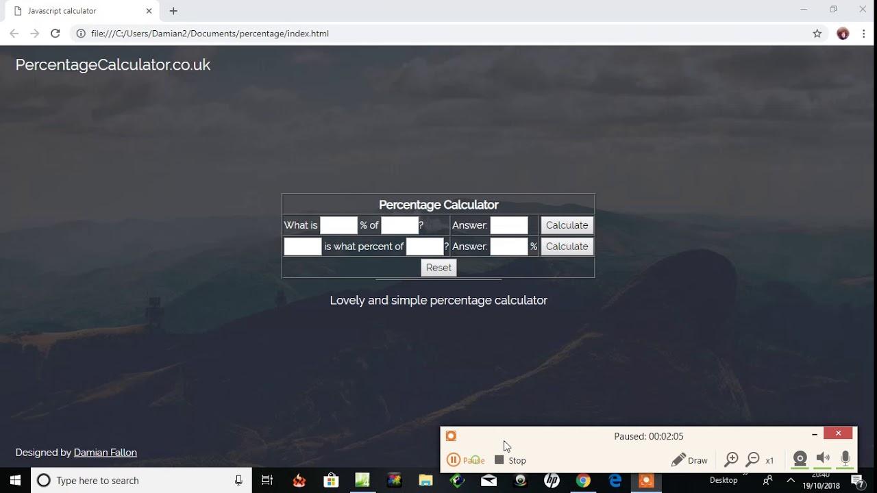 How to make a percentage calculator with Javascript