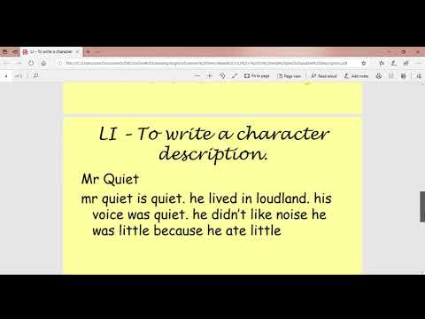 Year 2 - English - How to write a character description - 7 April 2020